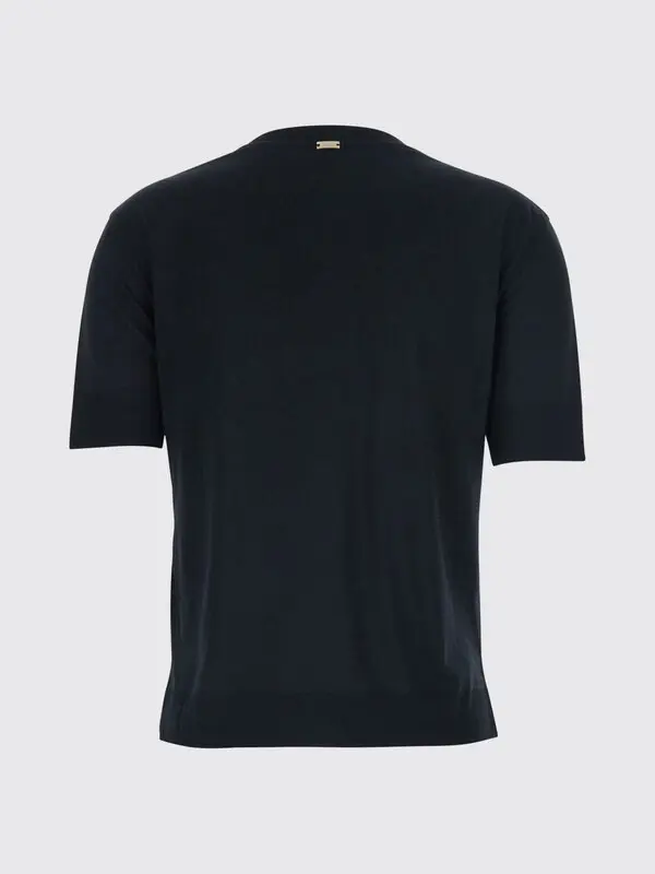 Herno Short-sleeve Crewneck T-shirt In Lyocell And Cotton Blend - Black