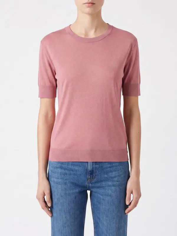 Herno Short-sleeve Crewneck T-shirt In Lyocell And Cotton Blend - Pink