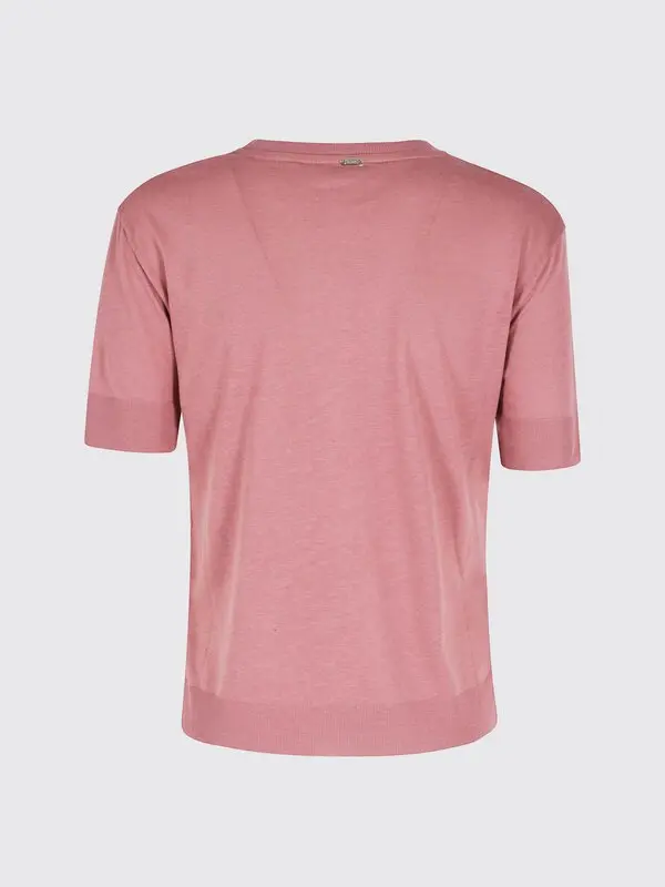 Herno Short-sleeve Crewneck T-shirt In Lyocell And Cotton Blend - Pink