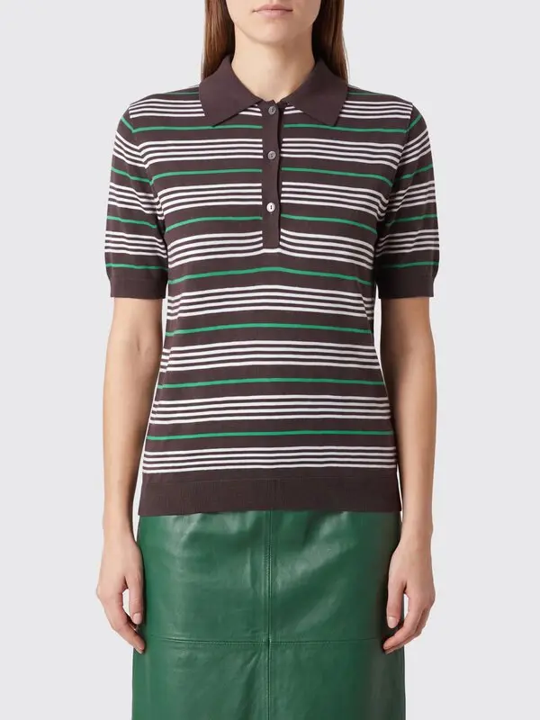 PAROSH Striped Polo Sweater