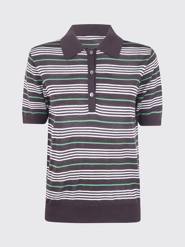 PAROSH Striped Polo Sweater