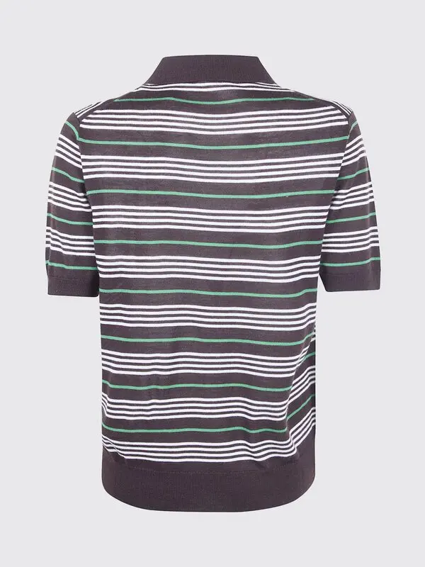 PAROSH Striped Polo Sweater
