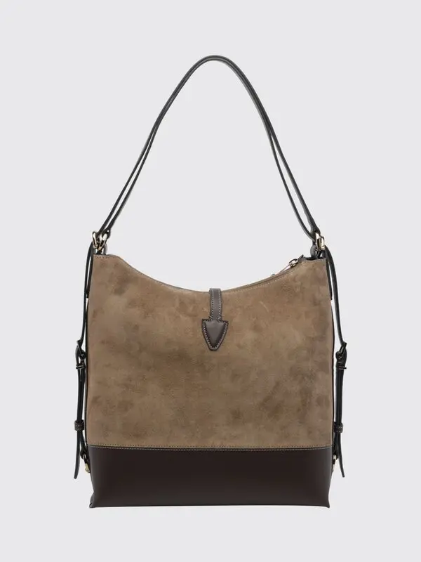 TOD'S Timeless Bicolour Smooth And Suede Calf Leather Shoulder Bag - Beige