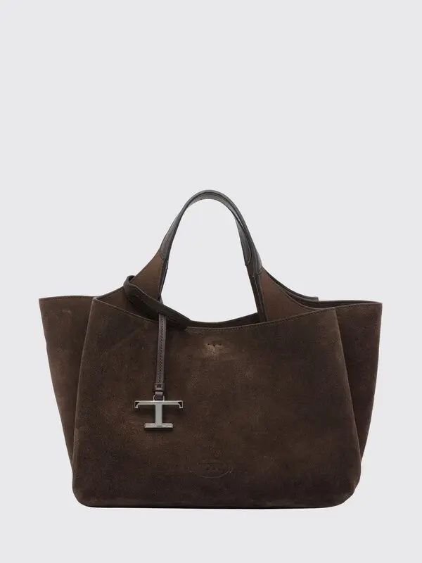 TOD'S Suede Calf Leather Handbag With Double Handle And Logo Charm