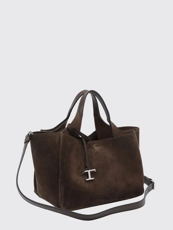 TOD'S Suede Calf Leather Handbag With Double Handle And Logo Charm