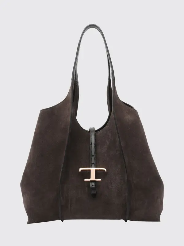 TOD'S Timeless Suede Calf Leather Shopping Bag - Brown