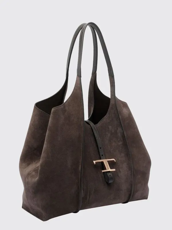 TOD'S Timeless Suede Calf Leather Shopping Bag - Brown