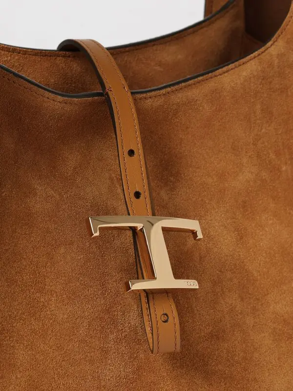 TOD'S Timeless Suede Calf Leather Shoulder Bag - Burnt