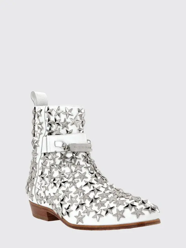 Philipp Plein Embellished Star Leather Ankle Boots