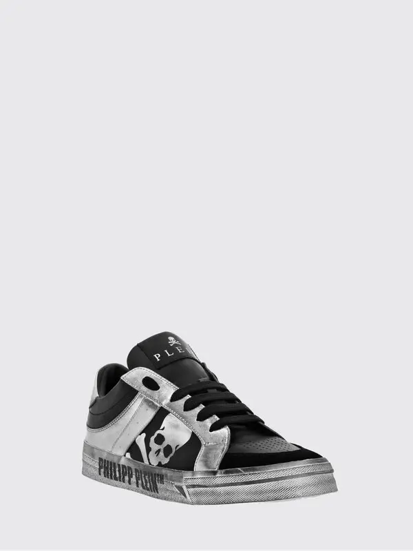 Philipp Plein Leather Sneakers With Skull Print And Distressed Effect