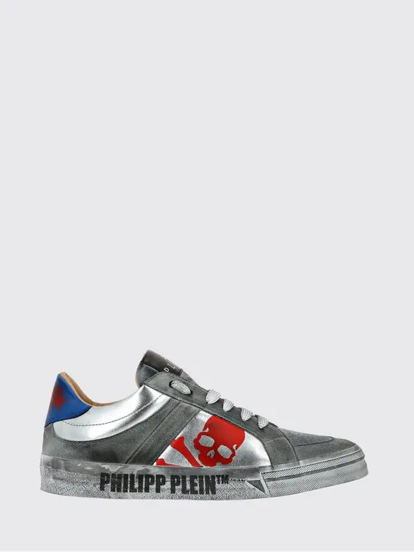 Philipp Plein Suede Sneakers With Laminated Skull Print