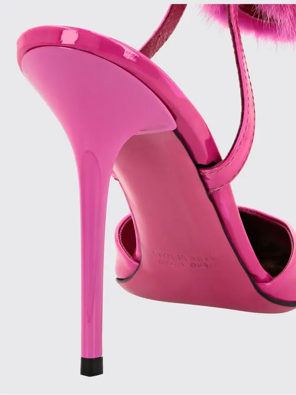 Philipp Plein Patent Leather Slingback Pumps With Skull Detail And Stiletto Heel - Fuchsia