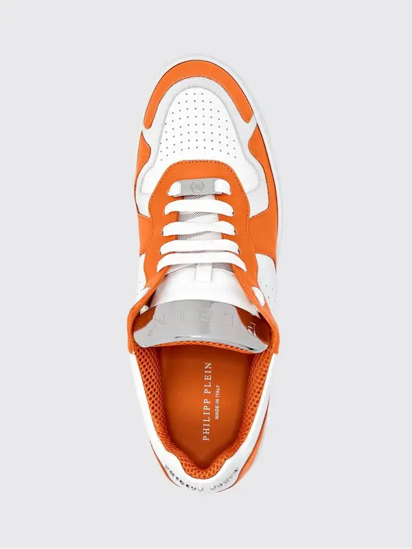 Philipp Plein Bi-smooth Leather Low-top Sneakers With Perforated Toe And Rear Logo
