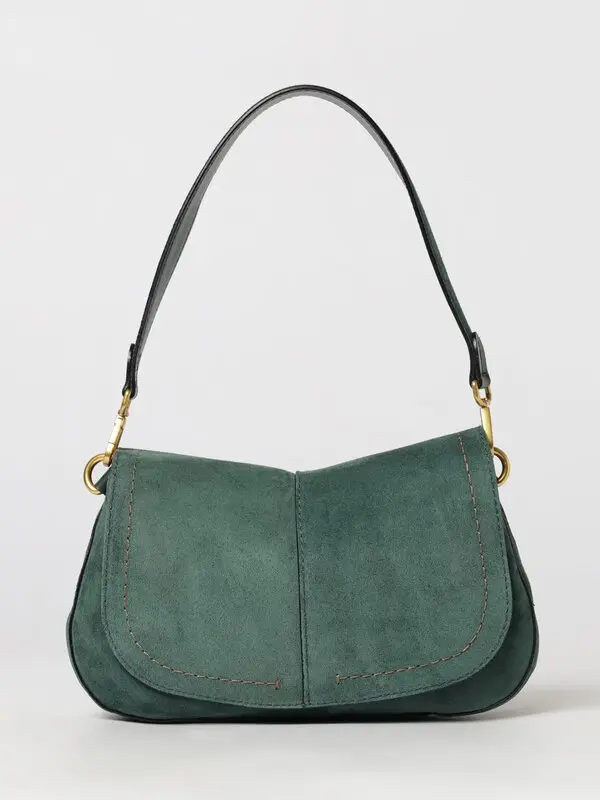 GIANNI CHIARINI Helena Suede Shoulder Bag With Flap And Removable Handle - Green