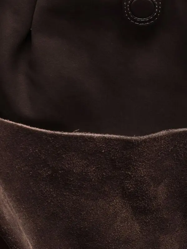 GIANNI CHIARINI Suede Calfskin Leather Shoulder Bag With Double Handle - Brown