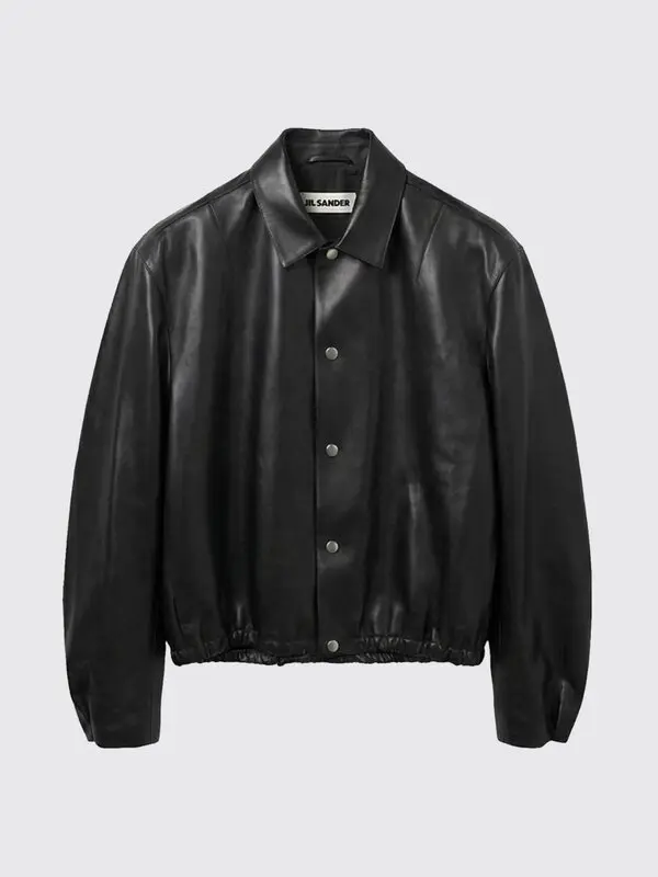 JIL SANDER Smooth Bovine Leather Jacket With French Collar