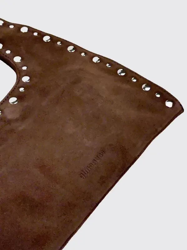 Gimaguas Franca Embroidered Leather Shoulder Bag With Studs - Brown