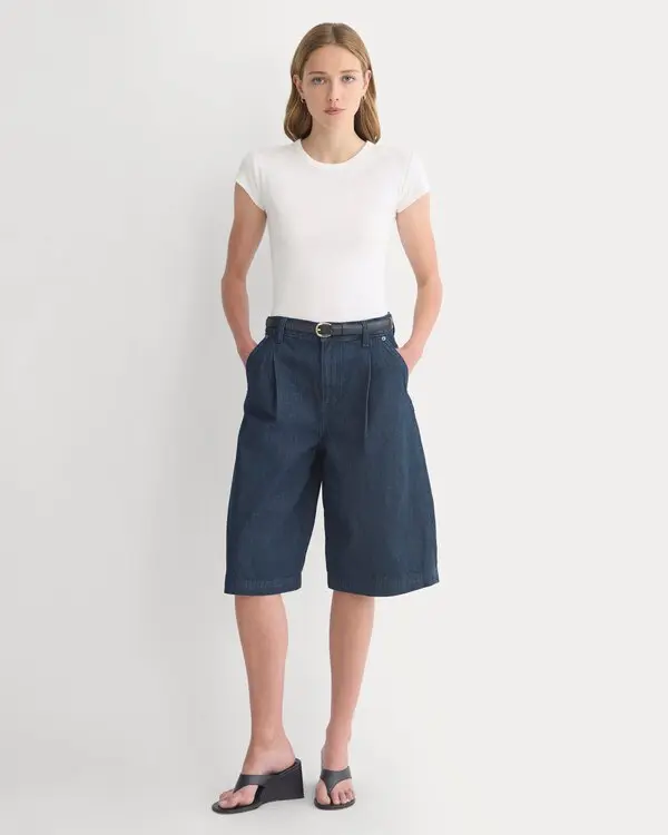 Everlane High-rise Pleated Culotte - Dark Rinse