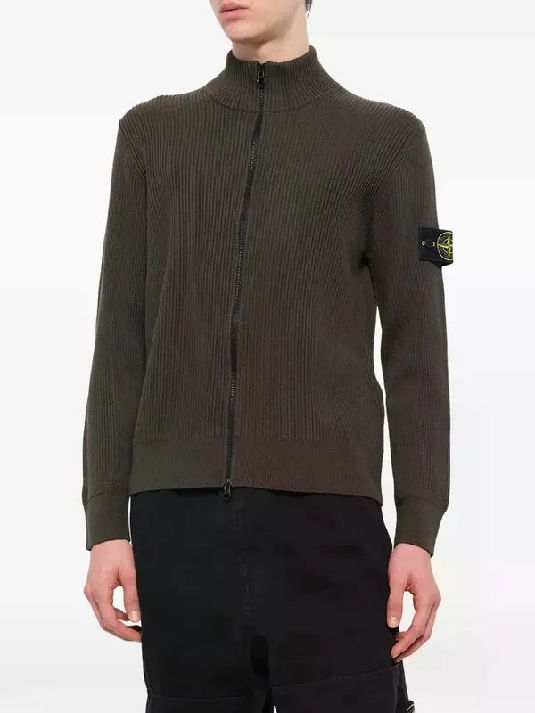 Stone Island 5100017 Rws Wool Loose-fit Zip-up Jumper - Green