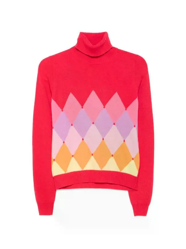 BALLANTYNE 2000s Argyle Roll-neck Sweater