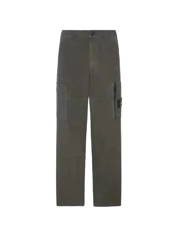 Stone Island Loose-fit Cargo Trousers With Zip And Snap Pockets - Grey
