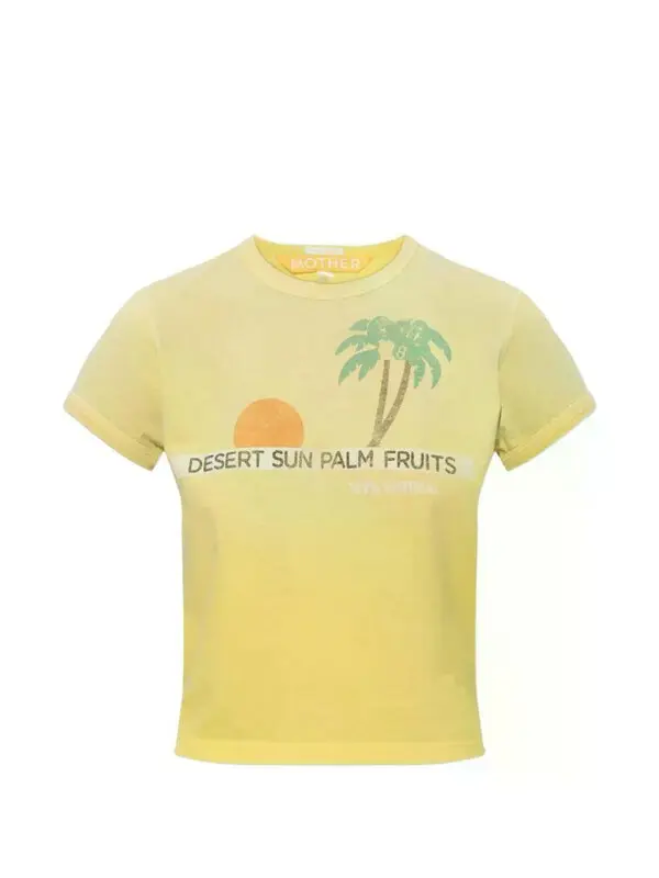 MOTHER The Itty Bitty Ringer Palm-print T-shirt - Yellow
