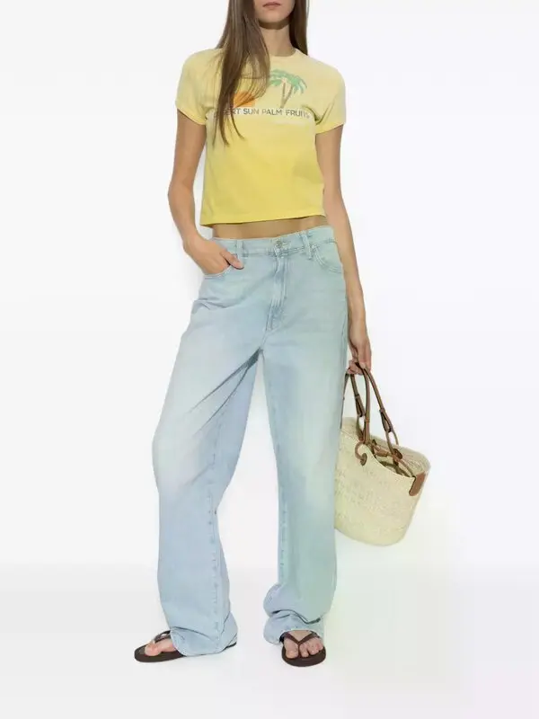 MOTHER The Itty Bitty Ringer Palm-print T-shirt