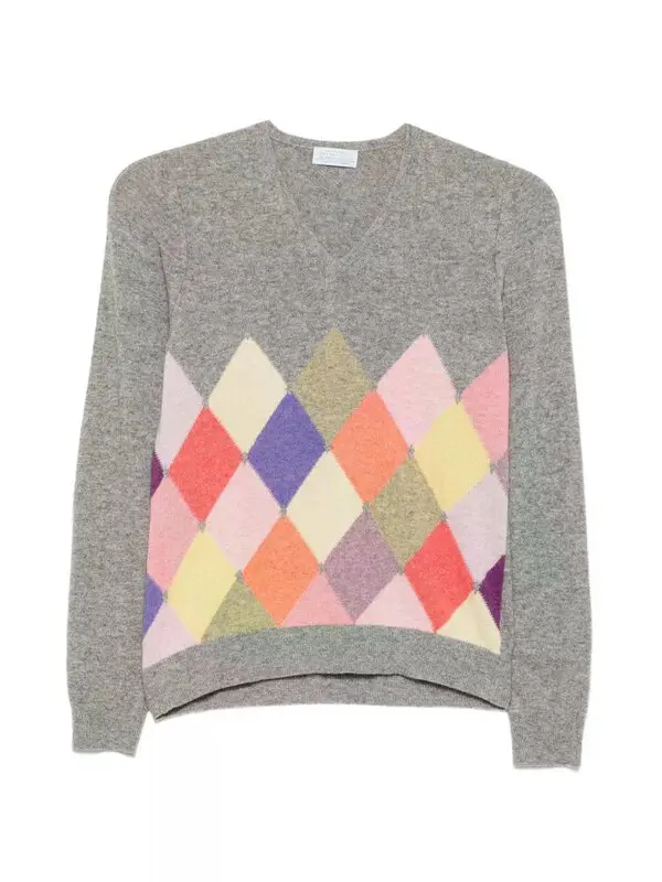 BALLANTYNE 2000s Argyle V-neck Sweater