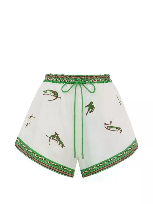 ALEMAIS Alemas Wanda Embroidered Relaxed Fit Shorts - Neutrals