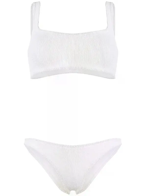 Hunza G Xandra Square-neck Seersucker Bikini - White