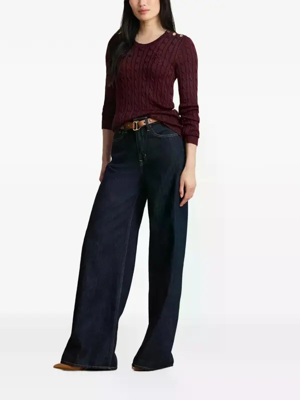 Ralph Lauren Buttoned-shoulder Cable-knit Sweater