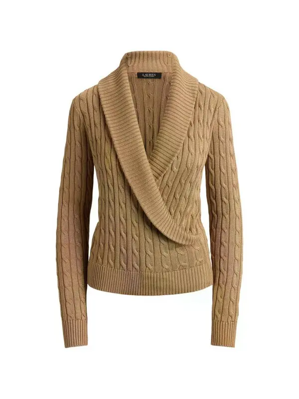 Ralph Lauren Cable-knit Shawl-collar Sweater - Brown