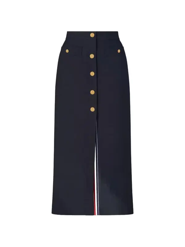 Thom Browne Midi Skirt With Button Detail - Blue