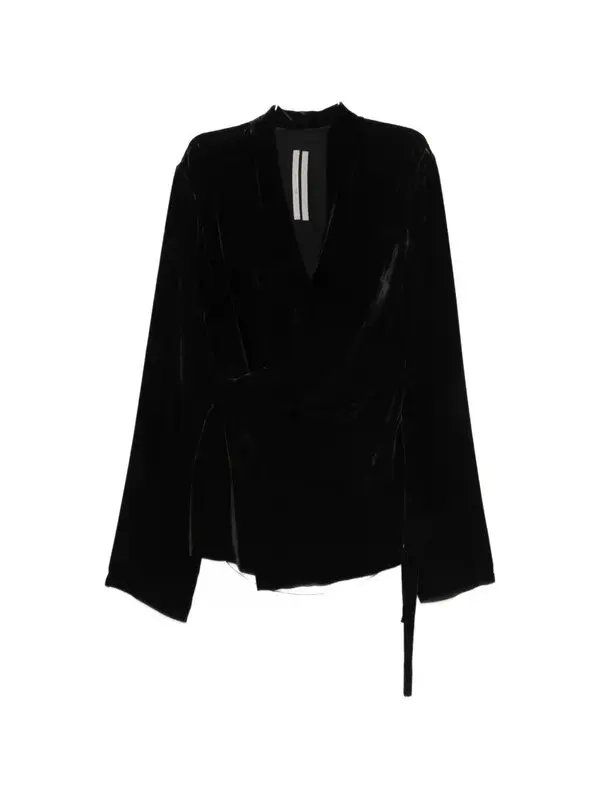 Rick Owens Velvet Wraparound Blouse - Black