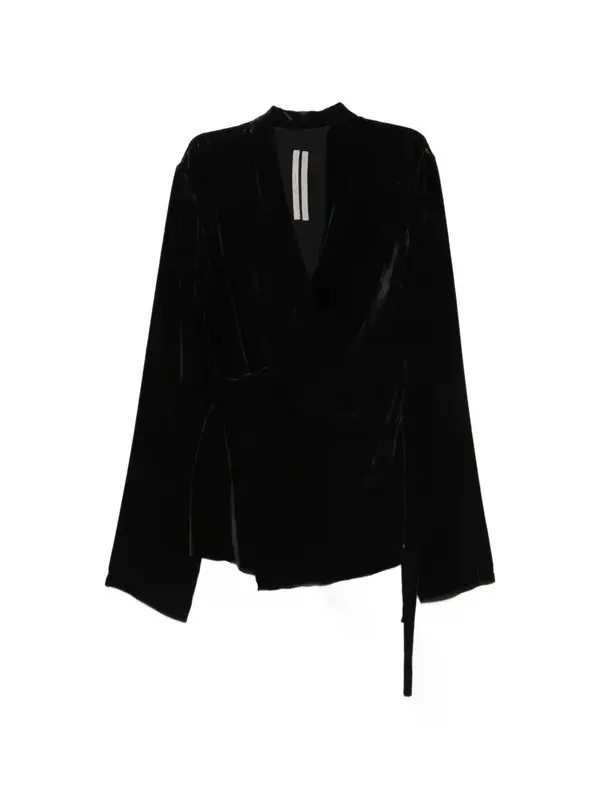 Rick Owens Velvet Wraparound Blouse - Black