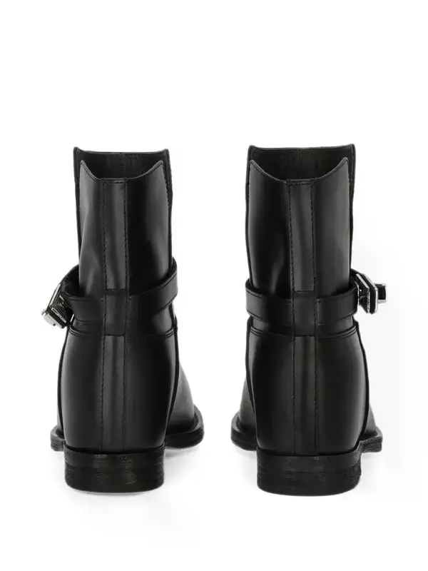 VIA ROMA 15 Leather Ankle Boots With Turn-lock Strap