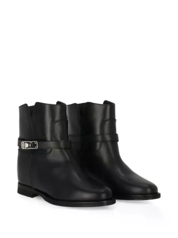VIA ROMA 15 Leather Ankle Boots With Turn-lock Strap