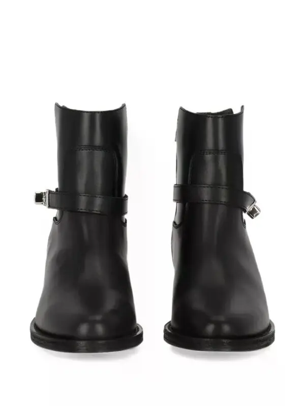 VIA ROMA 15 Leather Ankle Boots With Turn-lock Strap
