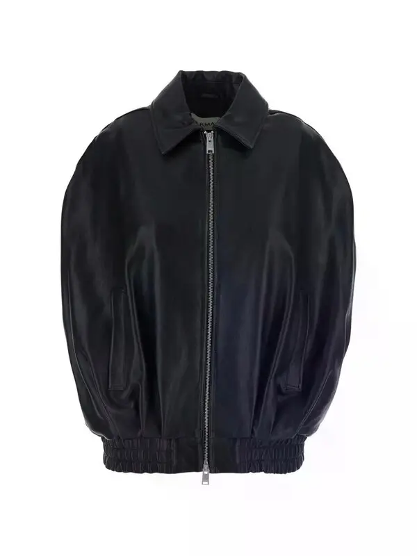 ARMA Bina Elasticated-hem Leather Jacket - Black