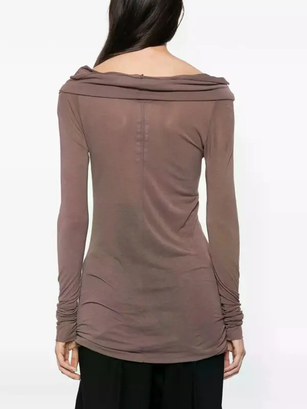Rick Owens Off-shoulder Long-sleeve T-shirt - Brown
