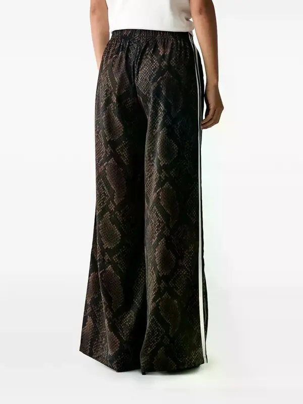Adidas Satin Snake-print Wide-leg Track Pants - Brown