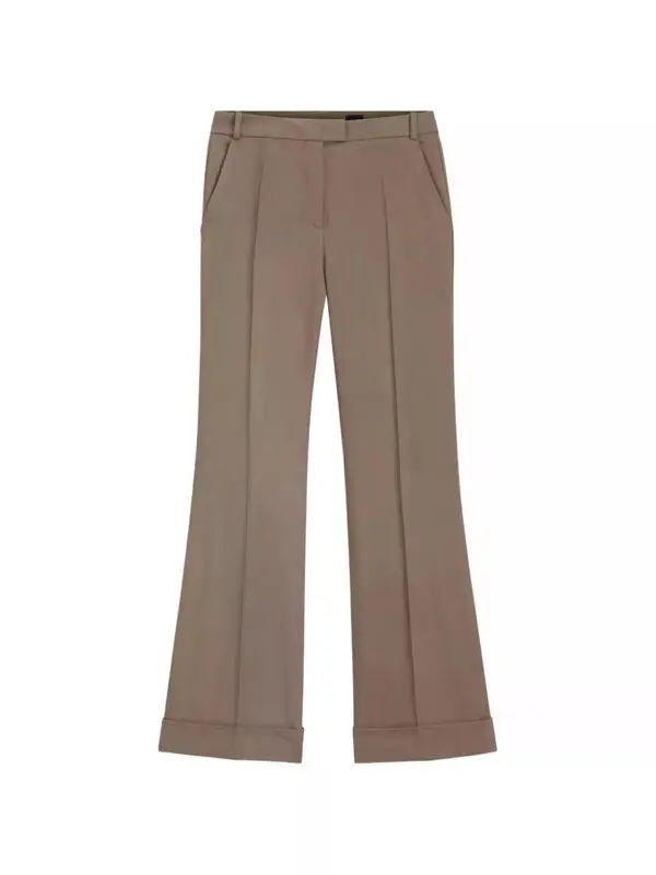 BOSS Gabardine Flared Trousers With Pressed Creases