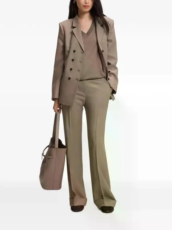 BOSS Gabardine Flared Trousers With Pressed Creases