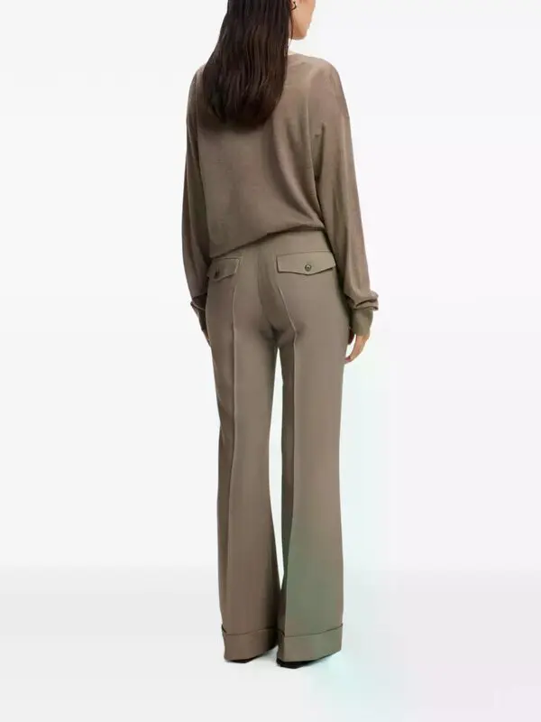 BOSS Gabardine Flared Trousers With Pressed Creases