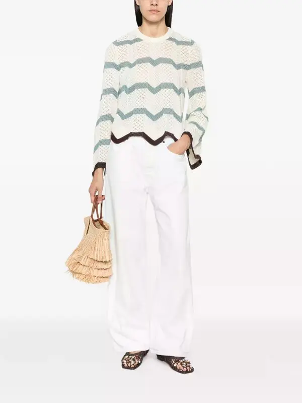 La DoubleJ Chevron-knit Scalloped-edge Knit