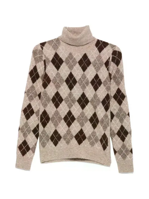 P.a.r.o.s.h Argyle-knit Roll-neck Sweater