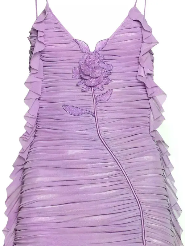 David Koma Lace-rose Ruffled Mini Dress