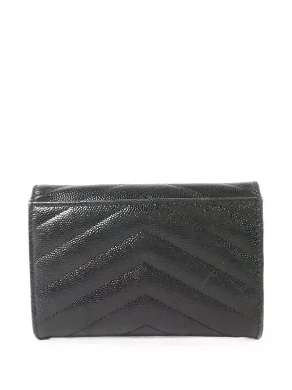 Saint Laurent Cassandre Leather Wallet - Black