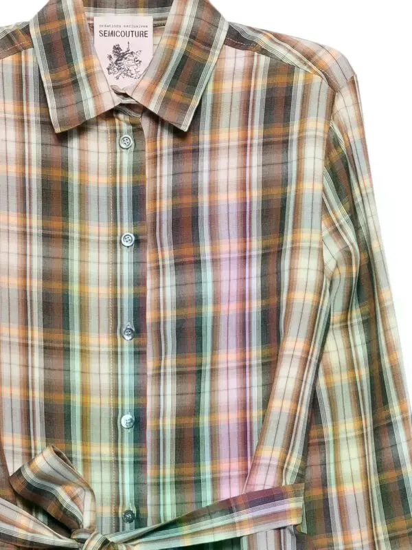 SEMICOUTURE Checked Belted Shirt