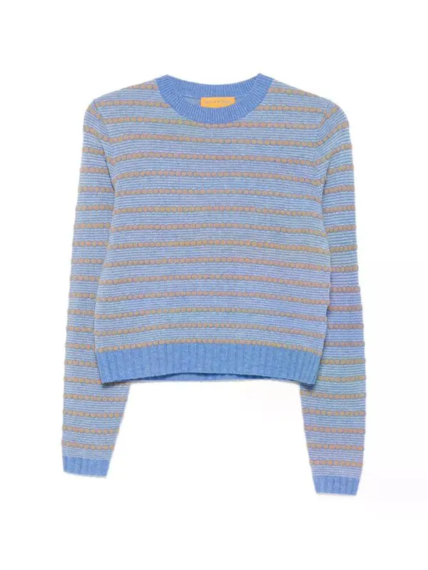 Guest In Residence Striped Crew Neck Long Sleeve Sweater - Blue